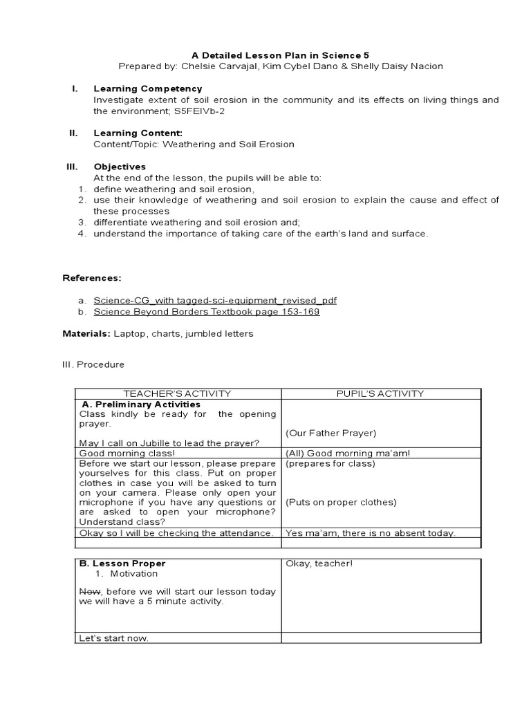 Grade 5 Science: Soil Erosion Lesson Plan | PDF | Weathering | Soil
