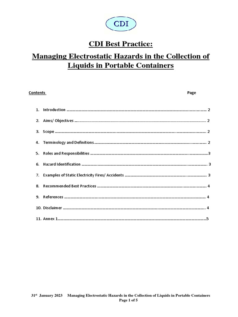 CDI Best Practice Static Container Hazards 31-01-2023 | PDF | Insulator ...