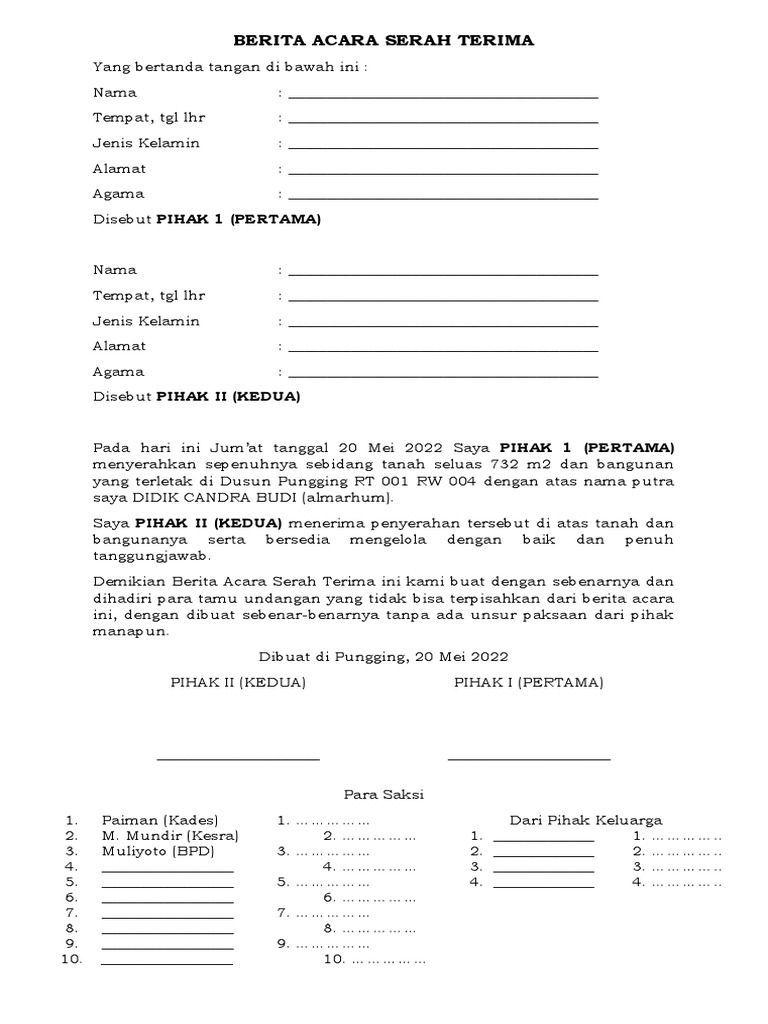 Berita Acara Serah Terima Hibah | PDF