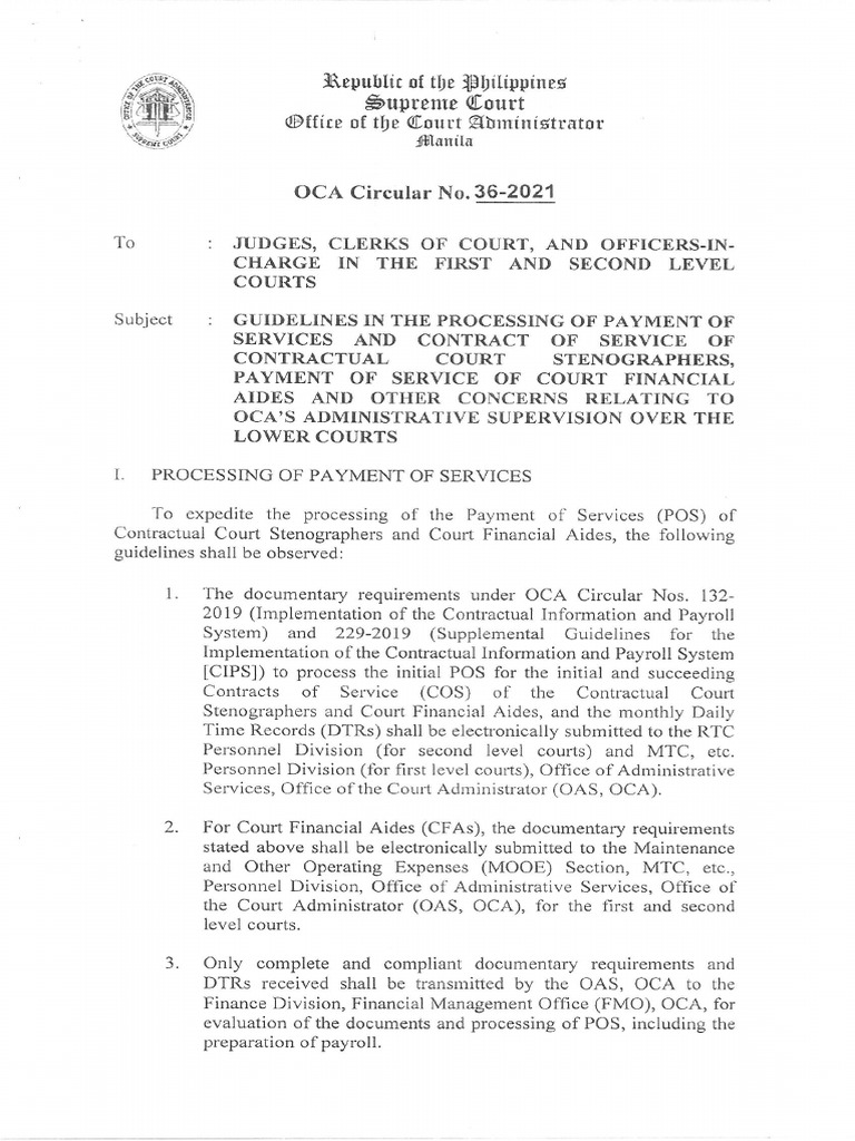OCA Circular No. 36 2021 PDF | PDF