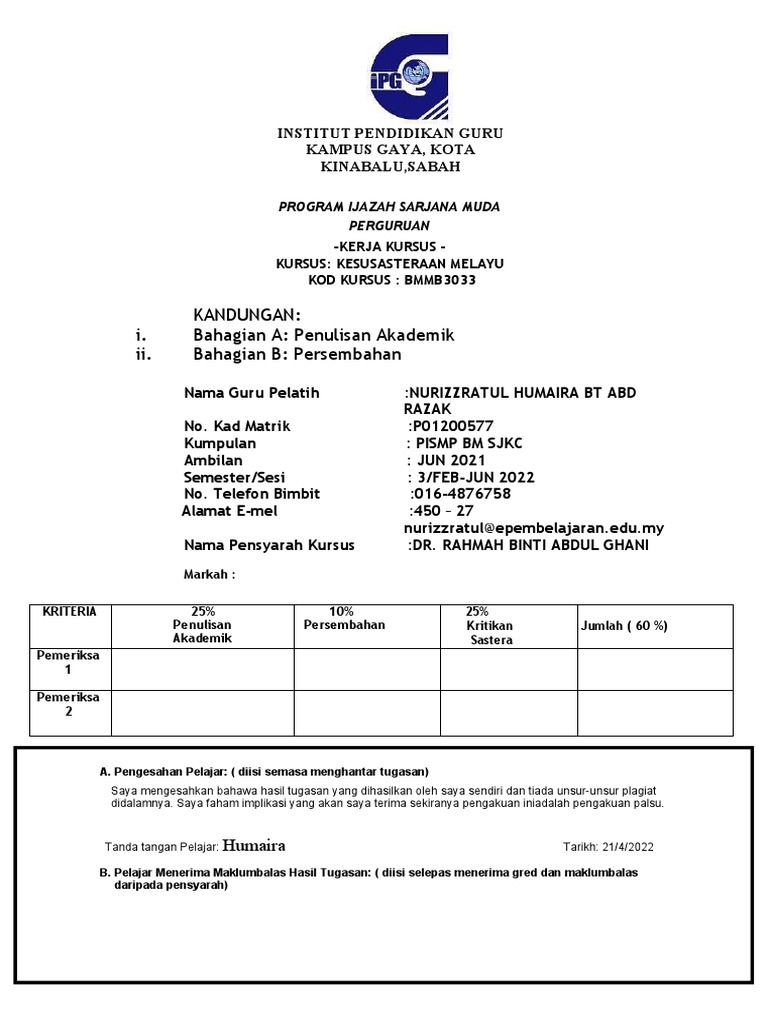 Contoh Kritikan Sastera | PDF