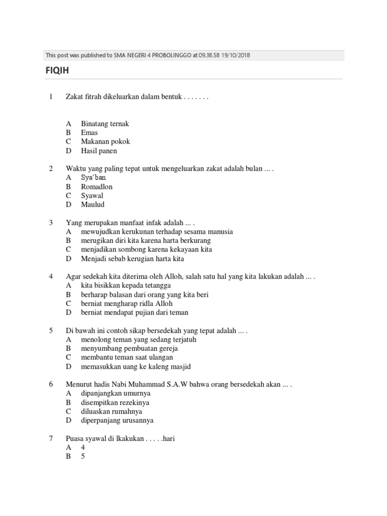 Soal Umbk Fiqih | PDF