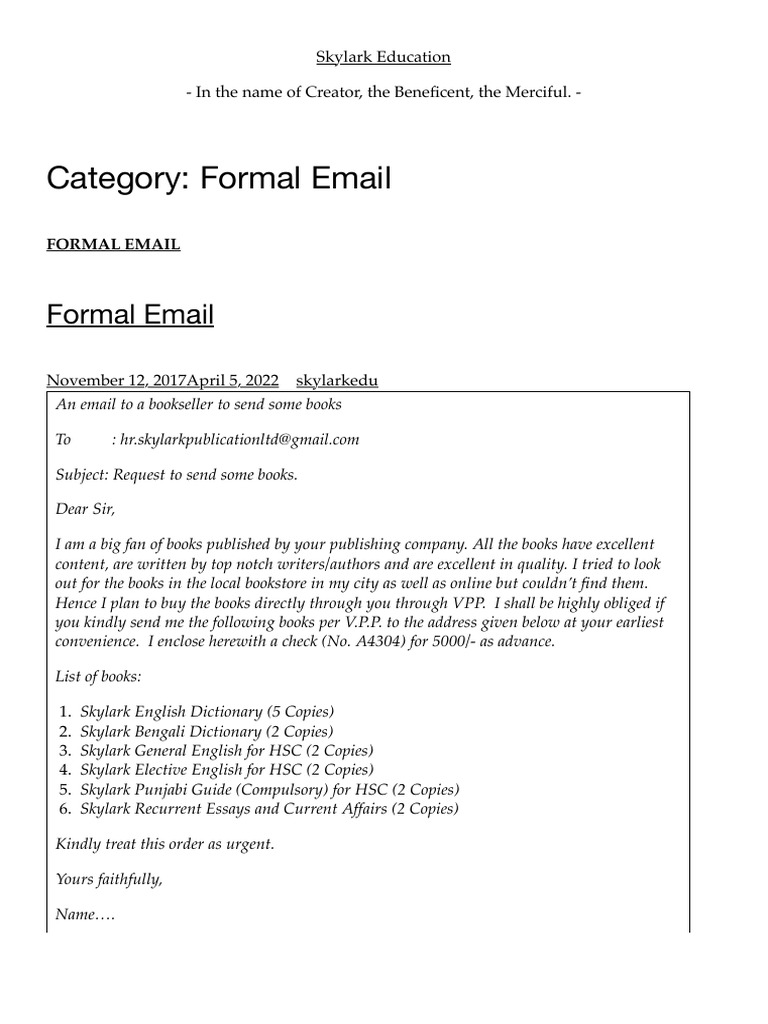HSC Formal Email Writing Guide | PDF | Cheque | Payments