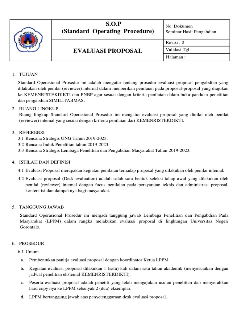 SOP Evaluasi Proposal Pengabdian | PDF