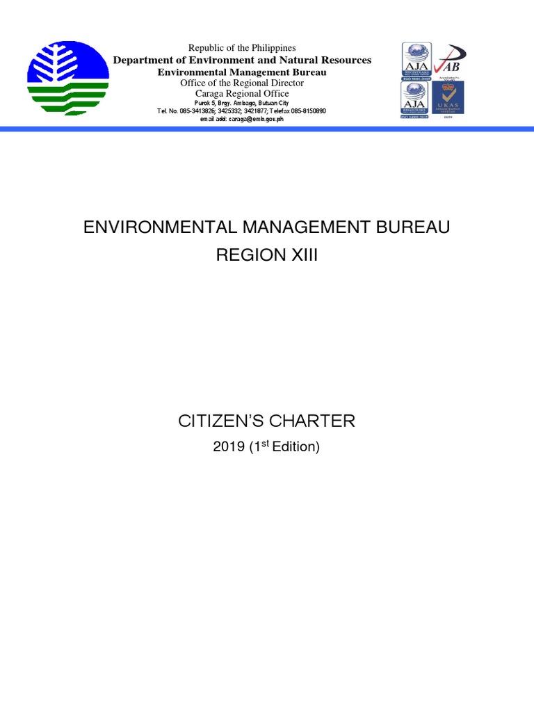 EMB 13 Citizens Charter Handbook Final | PDF | Sewage Treatment ...