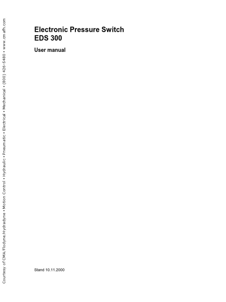 HYDAC EDS 300 User Manual | PDF | Hysteresis | Switch