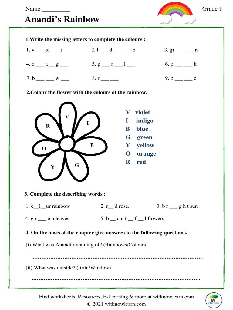 Anandis Rainbow Class 1 Worksheet Marigold 0 2022 06 06 094055 PDF | PDF