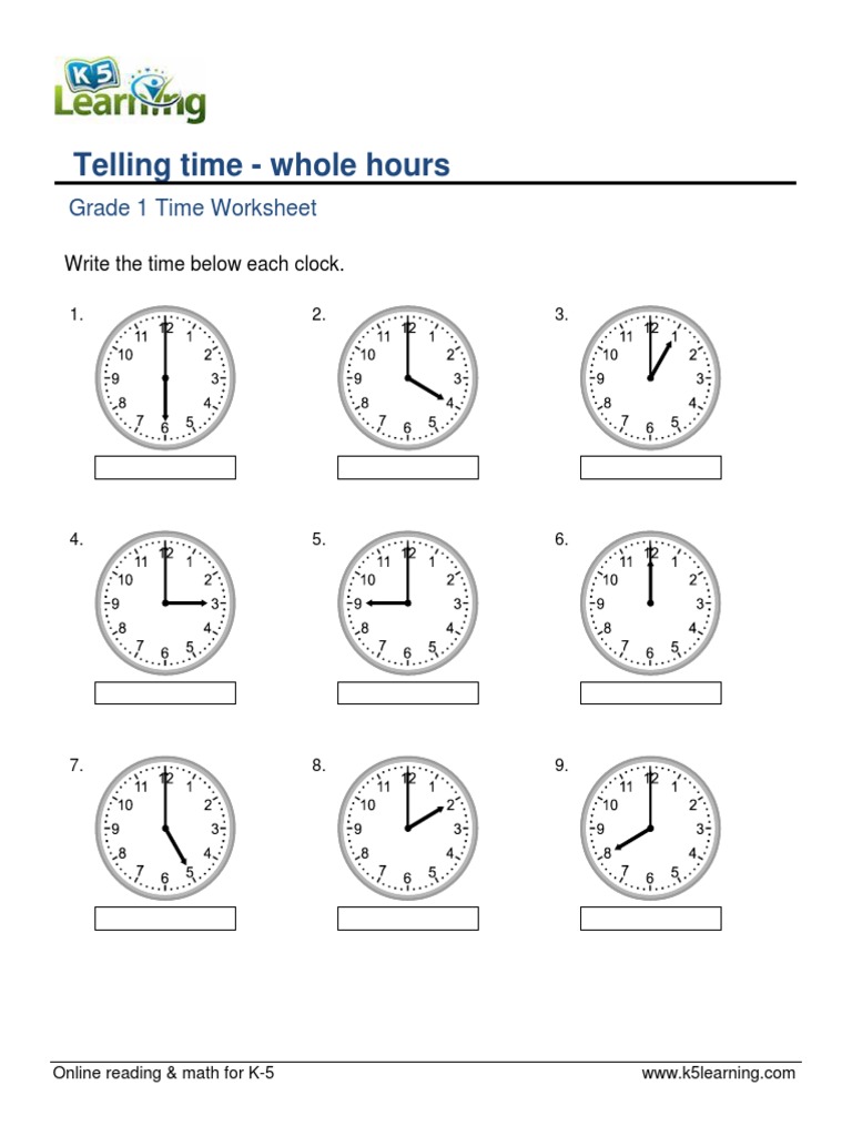 Grade 1 Telling Time Worksheet | PDF | Teaching Methods & Materials ...