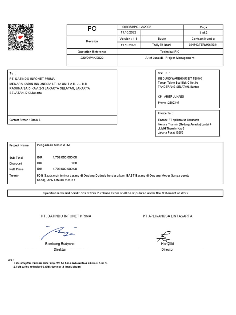 PO - Lintasarta - 08885 I PO LA 2022 | PDF | Economies | Consent