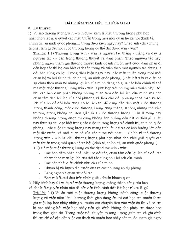 Ktra Chương 1 Môn Thương Lư NG | PDF