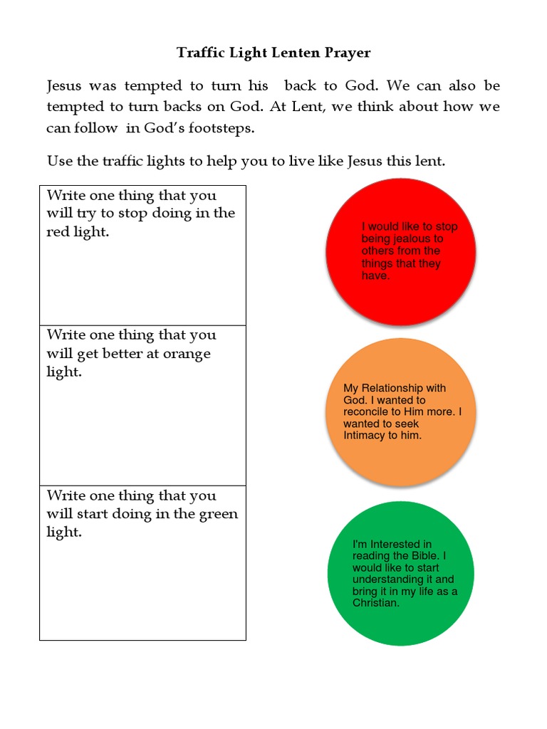 Traffic Light Lenten | PDF