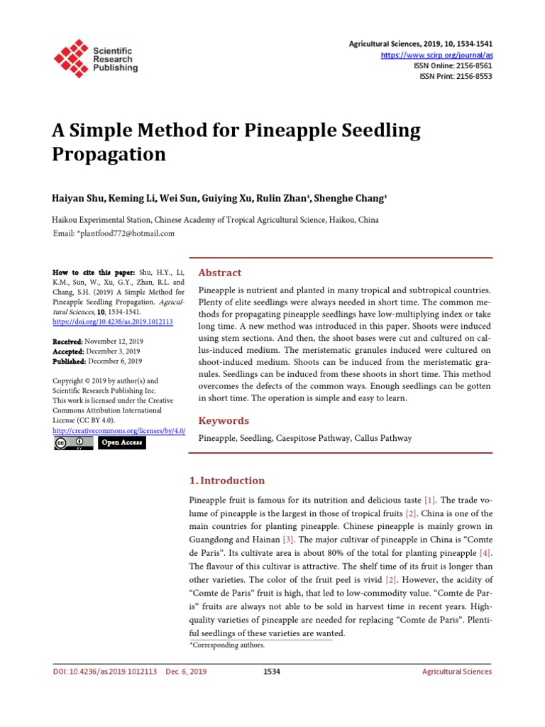 A Simple Method For Pineapple Seedling | PDF | Pineapple | Plants