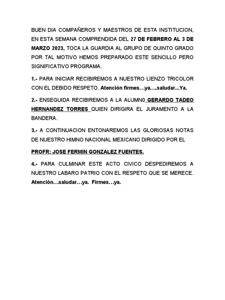 Programa Civico Escolar | PDF