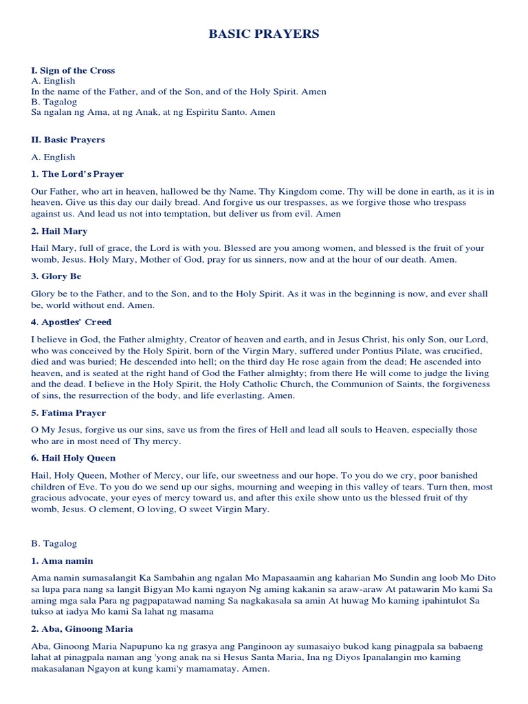 Basic Prayers | PDF | Lord's Prayer | God The Father