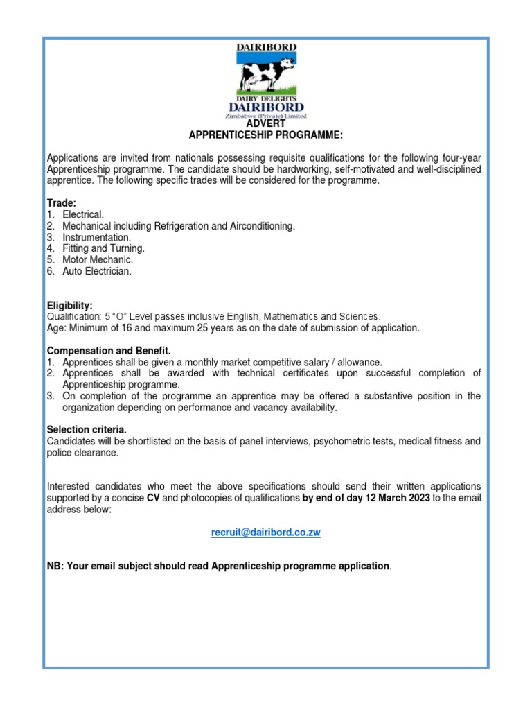 Apprenticeship Advert. - 2023 | PDF