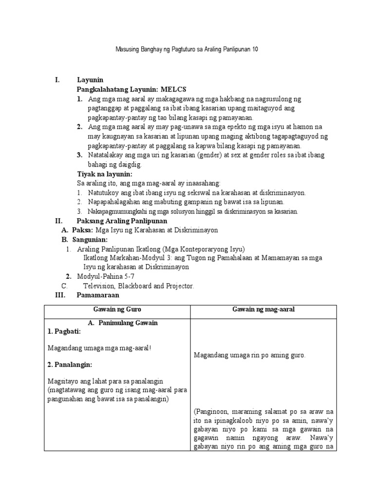 Lesson Plan Grade 10 | PDF