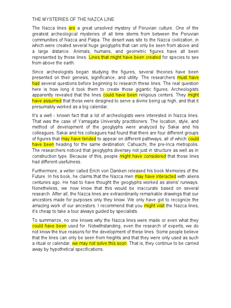 AG1 Writing - THE MYSTERIES OF THE NAZCA LINE Unit 5 | PDF