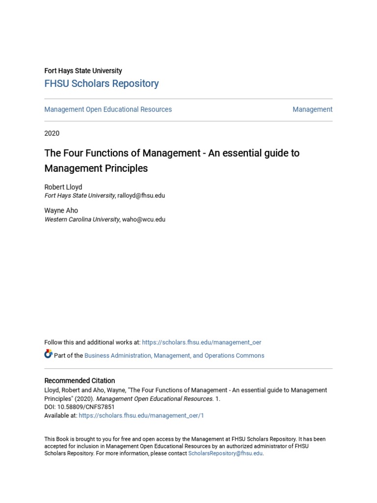 The Four Functions of Management - An Essential Guide To Manageme | PDF ...