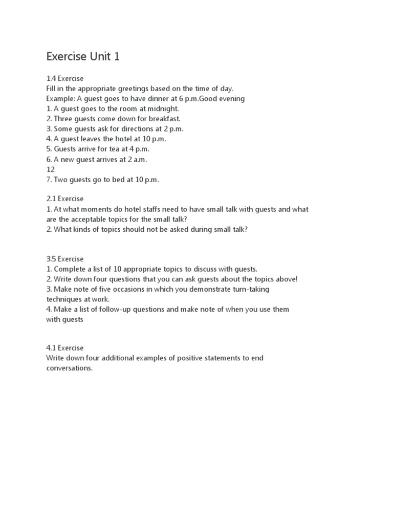 Exercise Unit 1 | PDF | Career & Growth