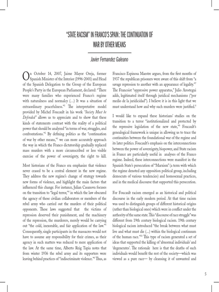 State Racism in Franco's Spain. | PDF | Racism | Discrimination & Race ...