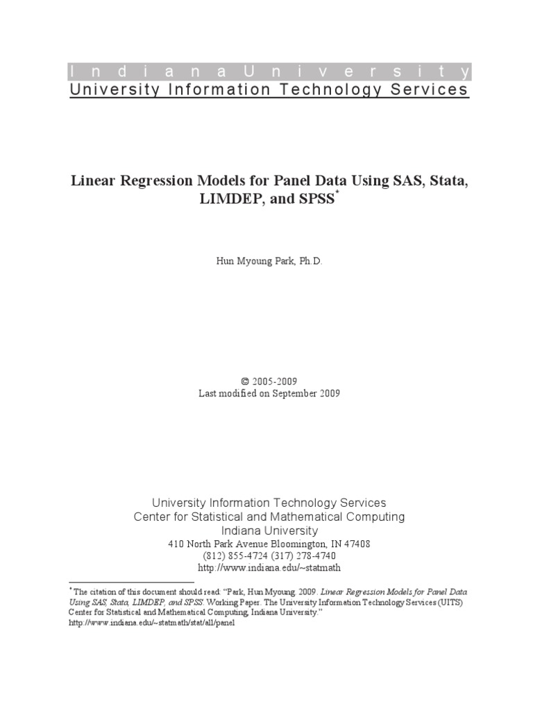 Panel | PDF | Ordinary Least Squares | Fixed Effects Model