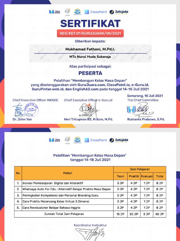 Laporan Diklat Membangun Kelas Masa Depa PDF | PDF