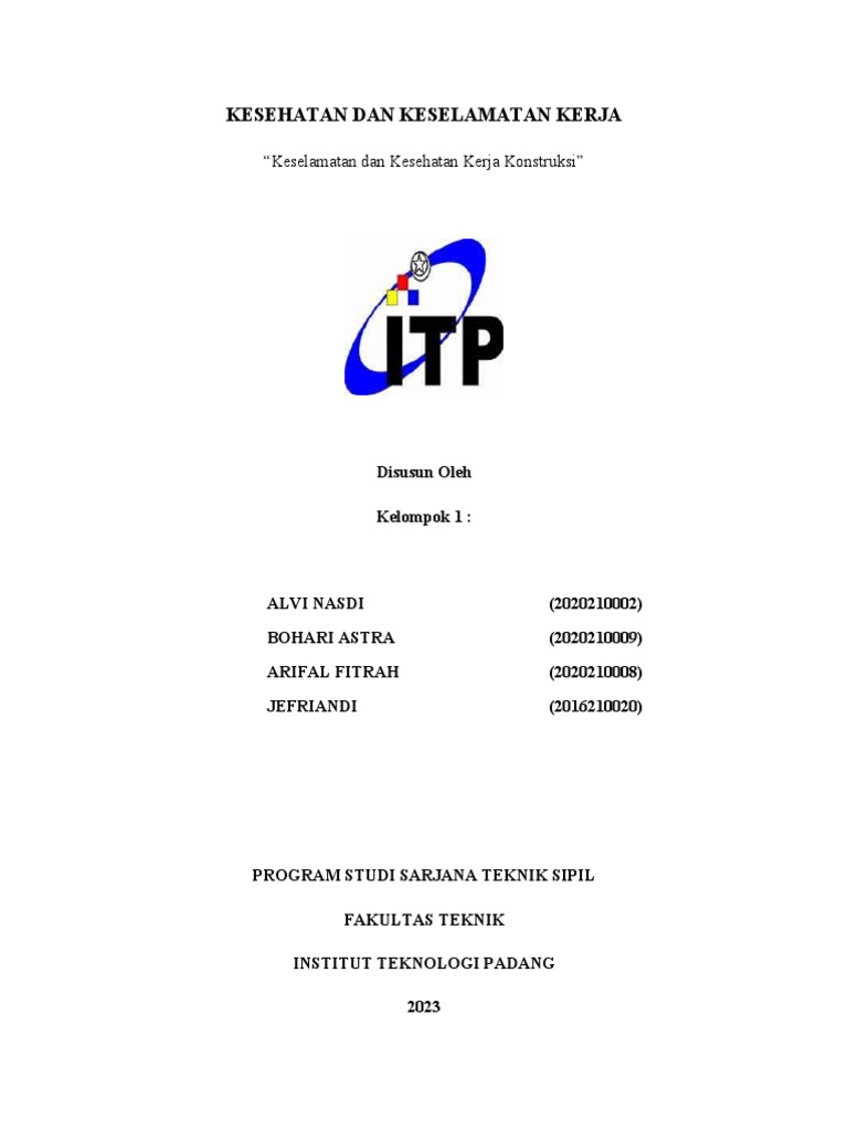 Tugas K3 Keselamatan Dan Kesehatan Kerja Kelompok 1 Pdf