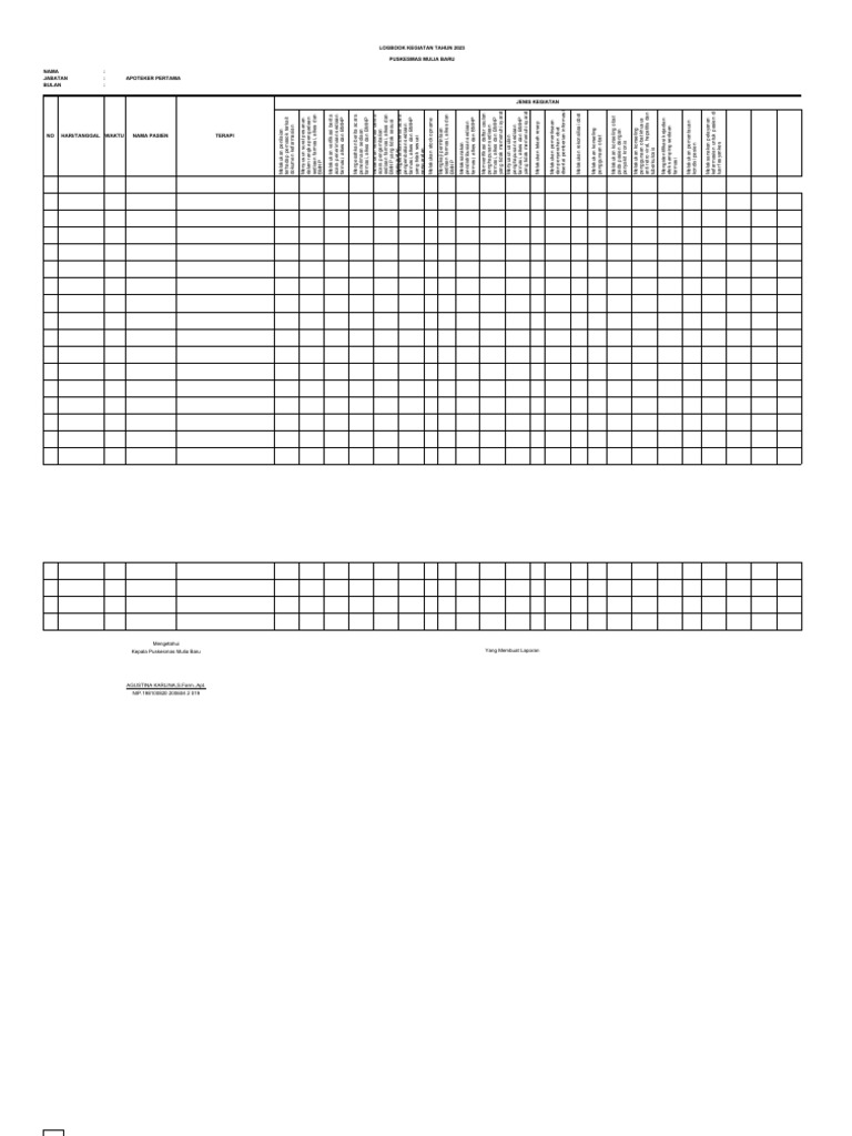 Logbook Kegiatan Apoteker 2023 | PDF