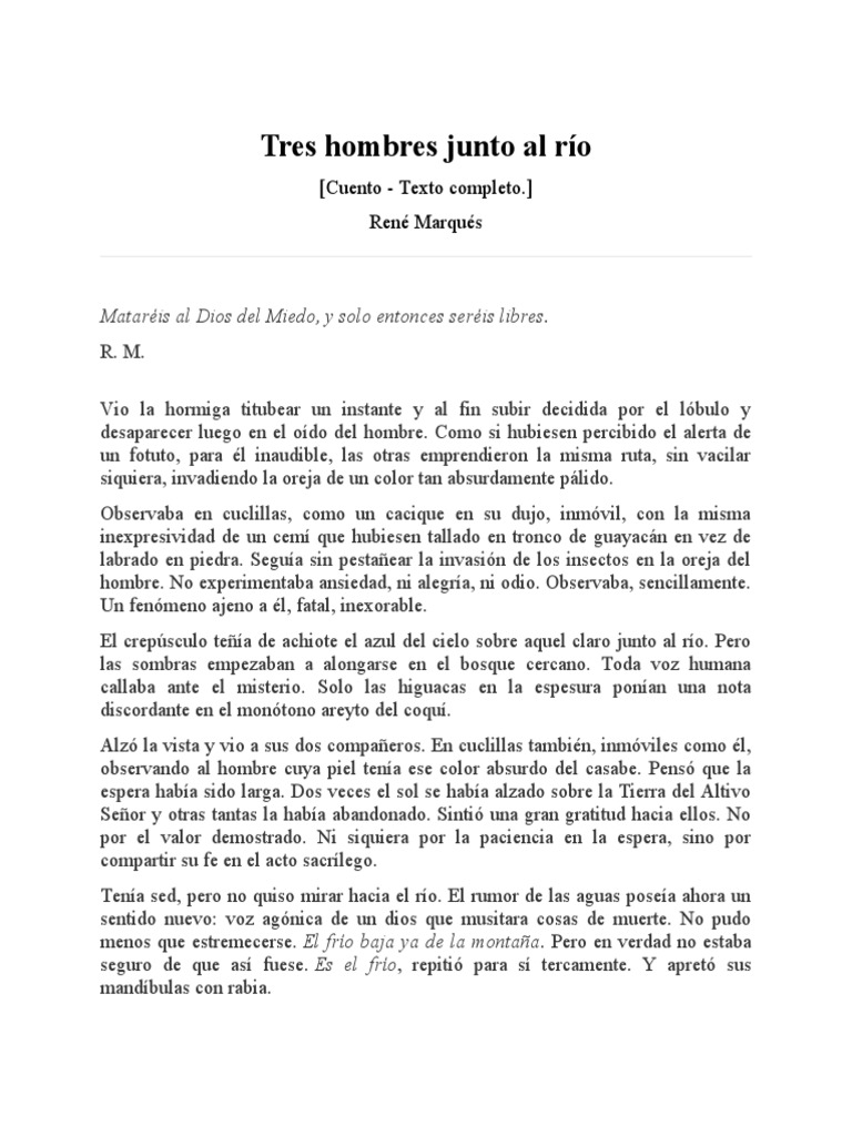 Tres Hombres Junto Al Río - René Marqués | PDF