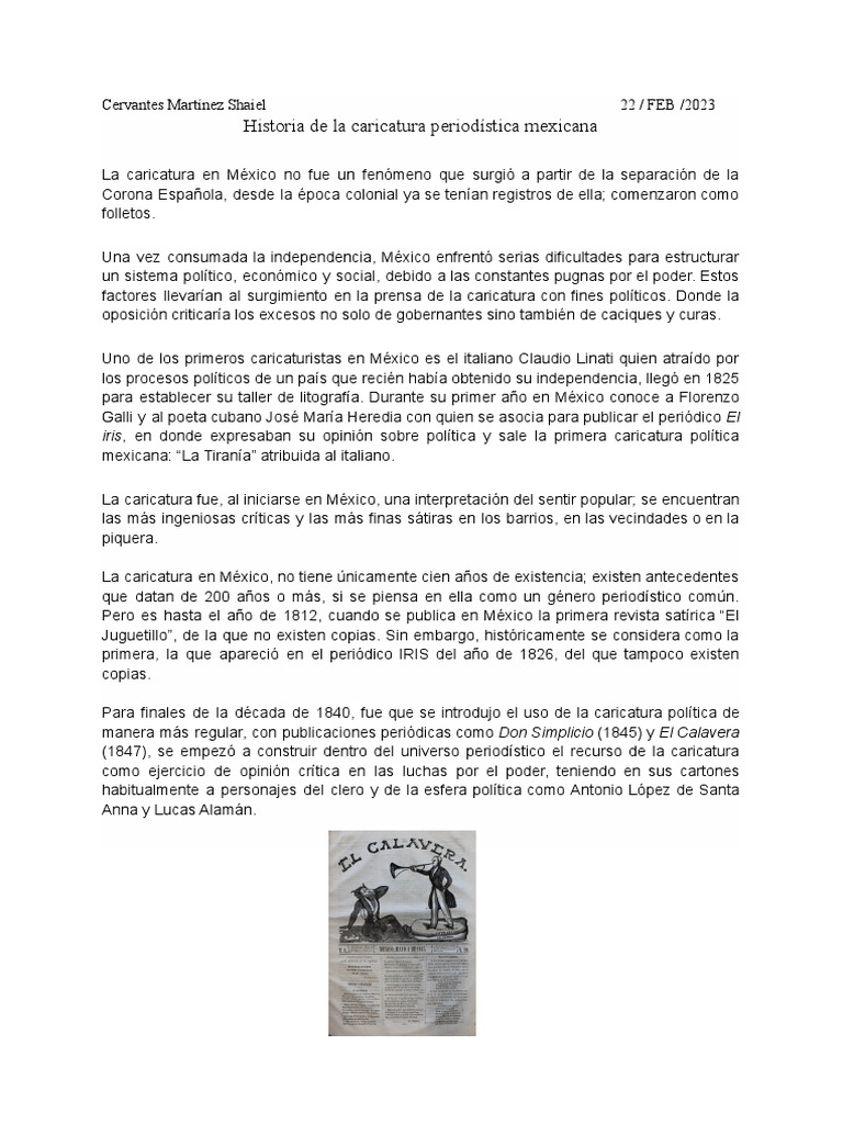 Historia de La Caricatura Periodistica | PDF | México | Caricatura