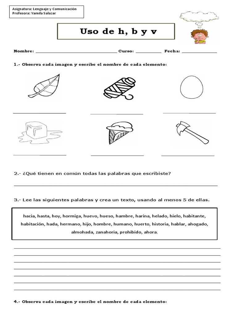 Guia uso de h, b y v 4° básico | PDF