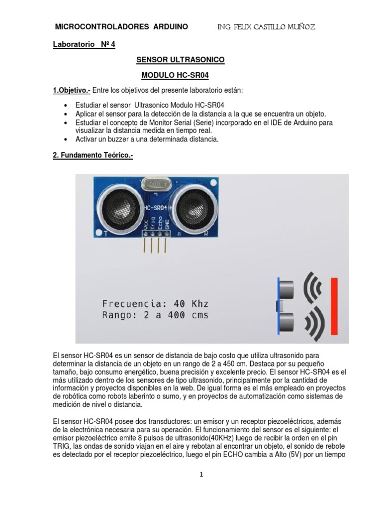 Lab 4 Arduino PDF | PDF | Ultrasonido | Arduino