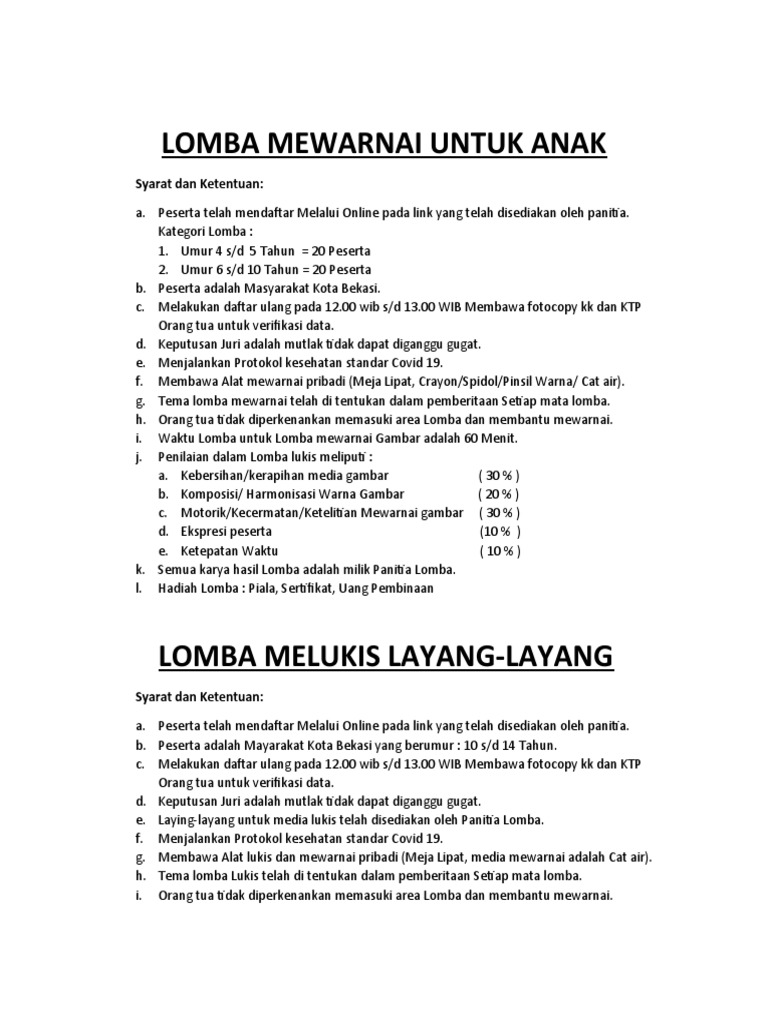 Syarat Dan Ketentuan Lomba | PDF