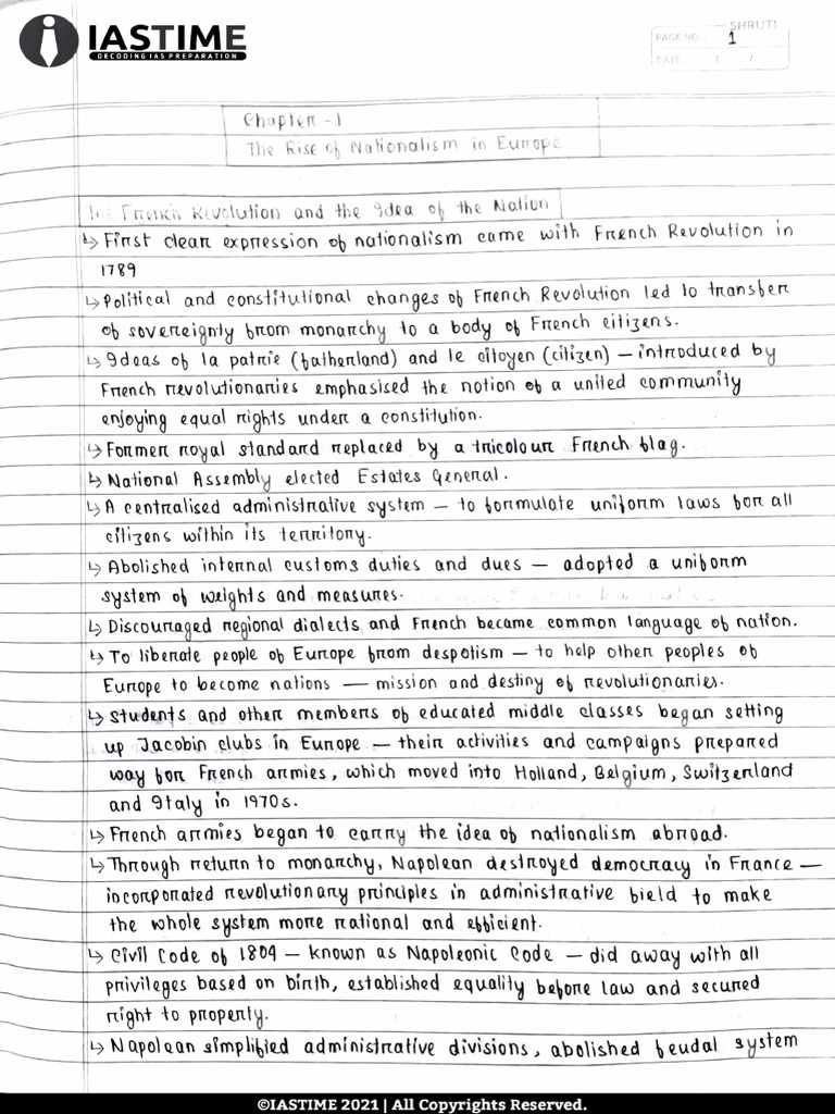 NCERT History Class 10 Summary Notes by ©IASTIME PDF | PDF