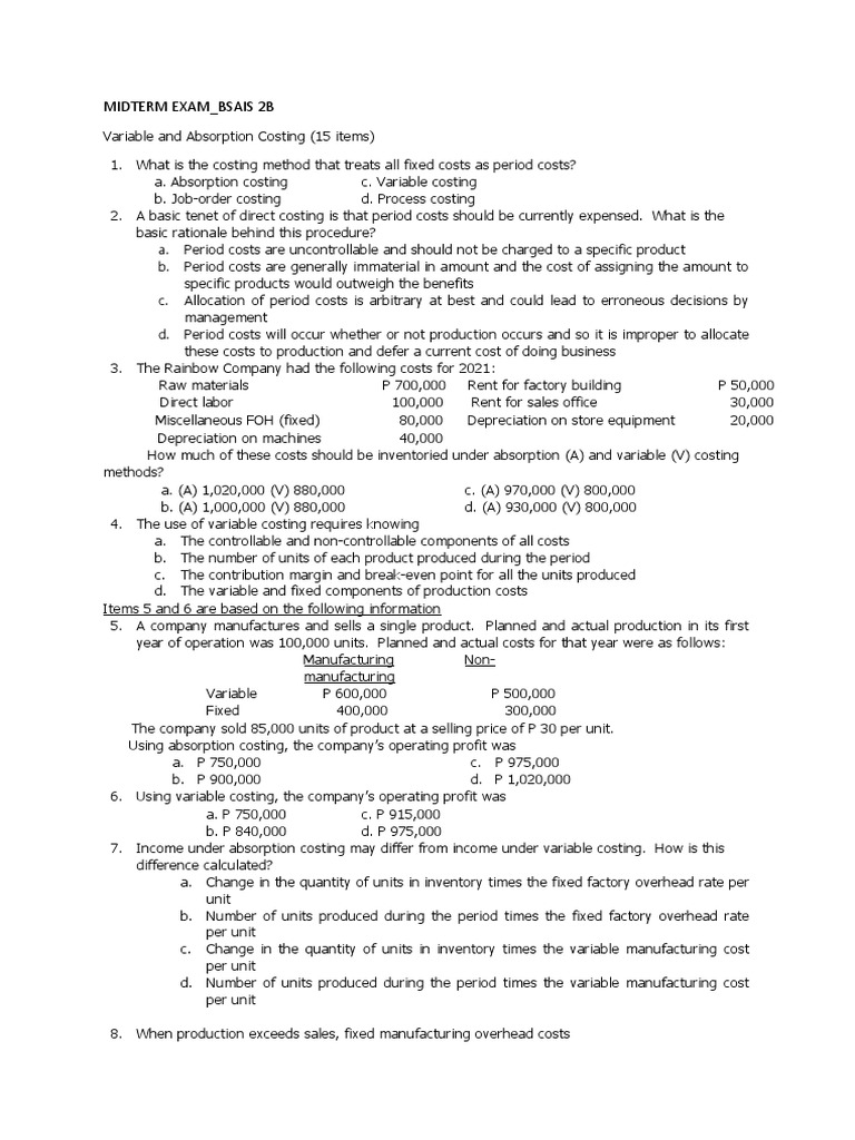 Midterm Exam - Bsais 2B | PDF | Cost Of Goods Sold | Inventory