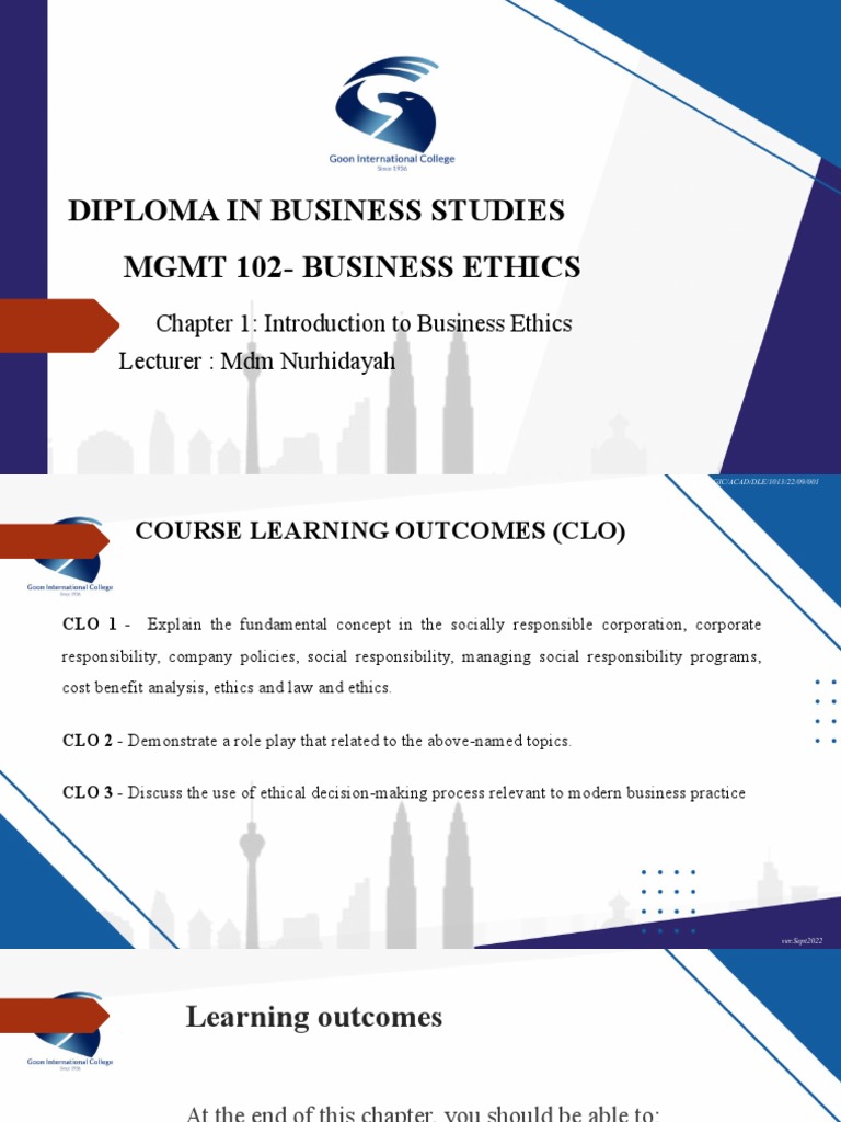 Chapter 1 - Introduction To Business Ethics | PDF | Morality | Business Ethics