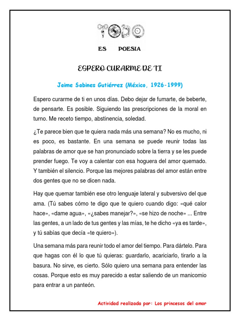 Espero Curarme de Ti | PDF