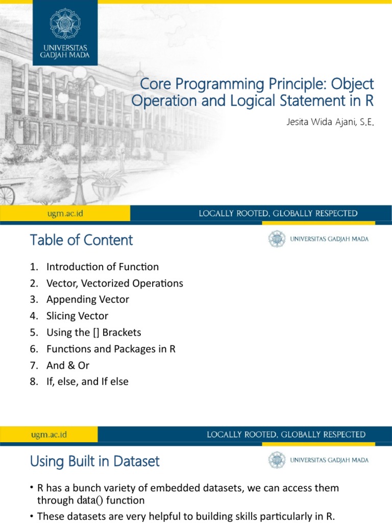 Core Programming Principles in R: Object Operations, Logical Statements ...