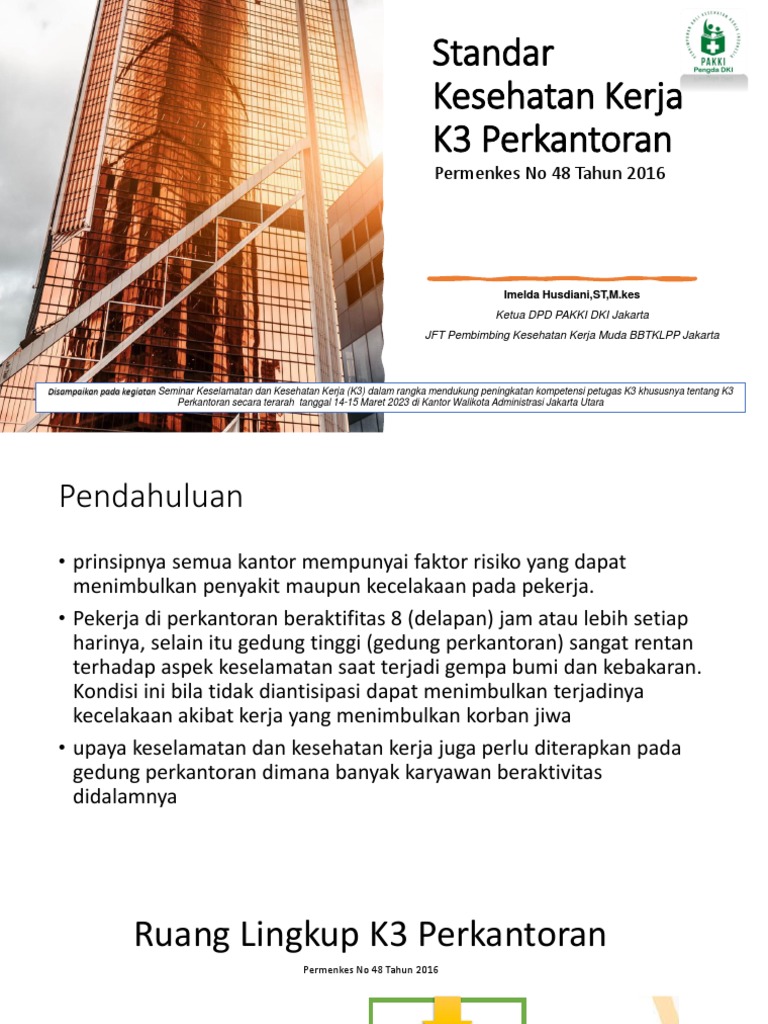 Standar K3 Perkantoran Permenkes 48/2016 | PDF