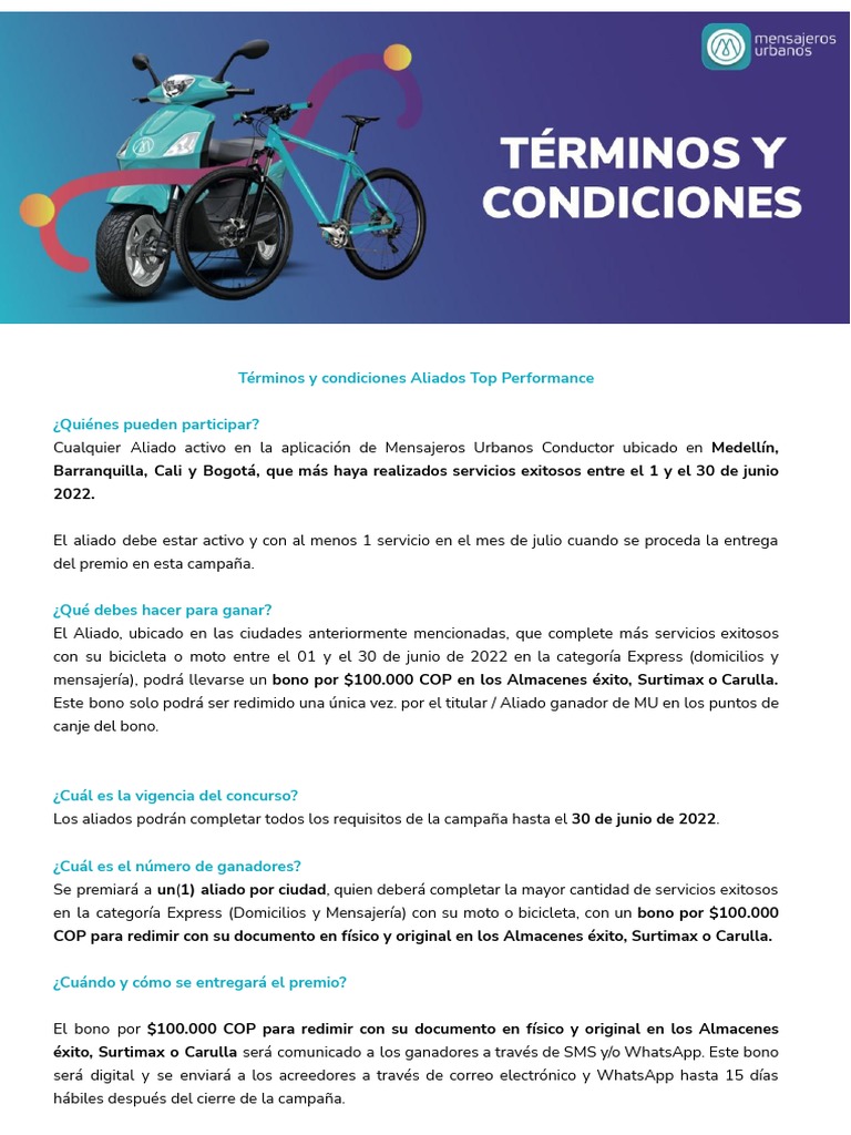 TYC Top Performance CO | PDF | mensajero