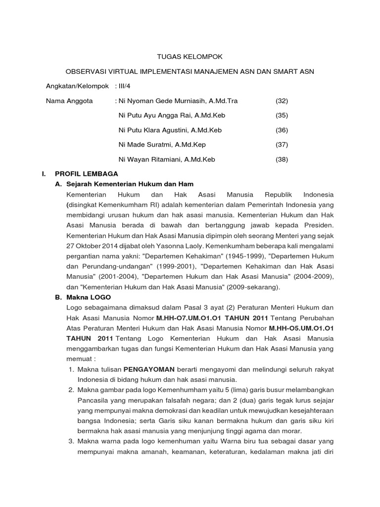 Observasi Virtual Implementasi Manajemen Asn Dan Smart Asn | PDF