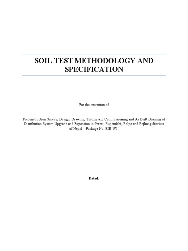 Soil TESt METHODOLOGY AND SPECIFICATION | Download Free PDF | Civil ...