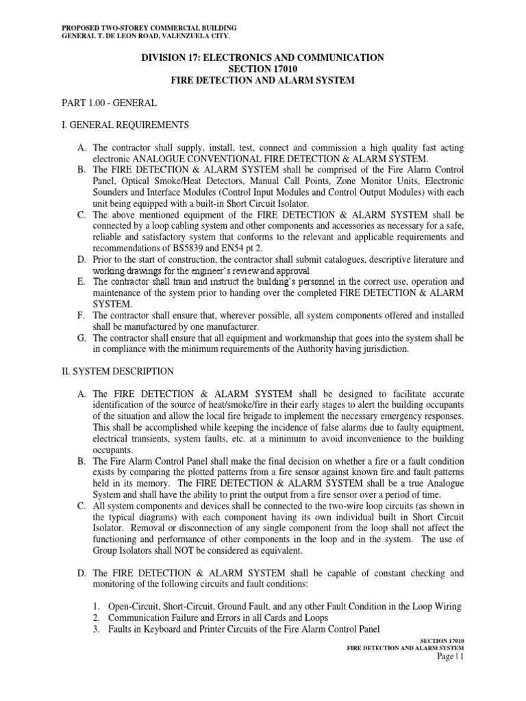 Fire Detection and Alarm System | PDF | Electrical Engineering | Equipment