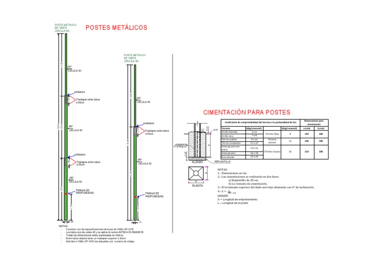 DIBUJO DE POSTE METALICO-Model | PDF | Geología | Albañilería