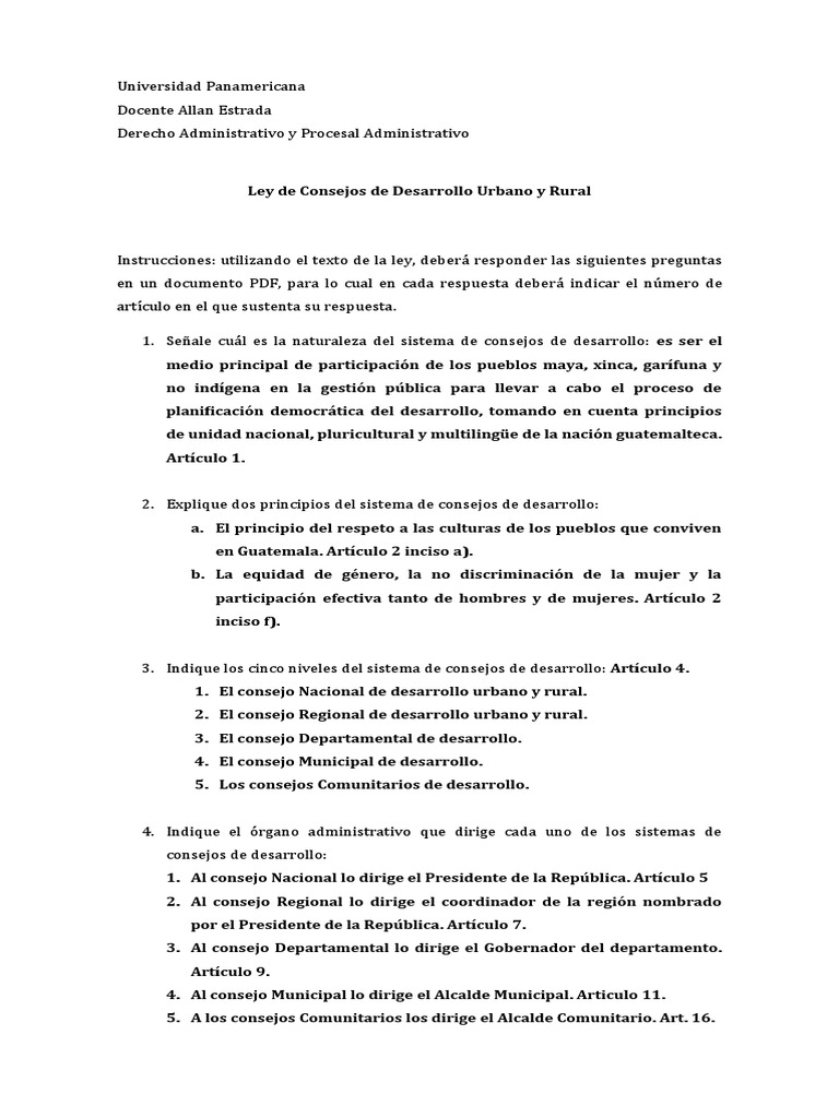 Guia Desarrollada de La Ley de Consejos de Desarrollo | PDF ... Guia Desarrollada de La Ley de Consejos de Desarrollo | PDF ...