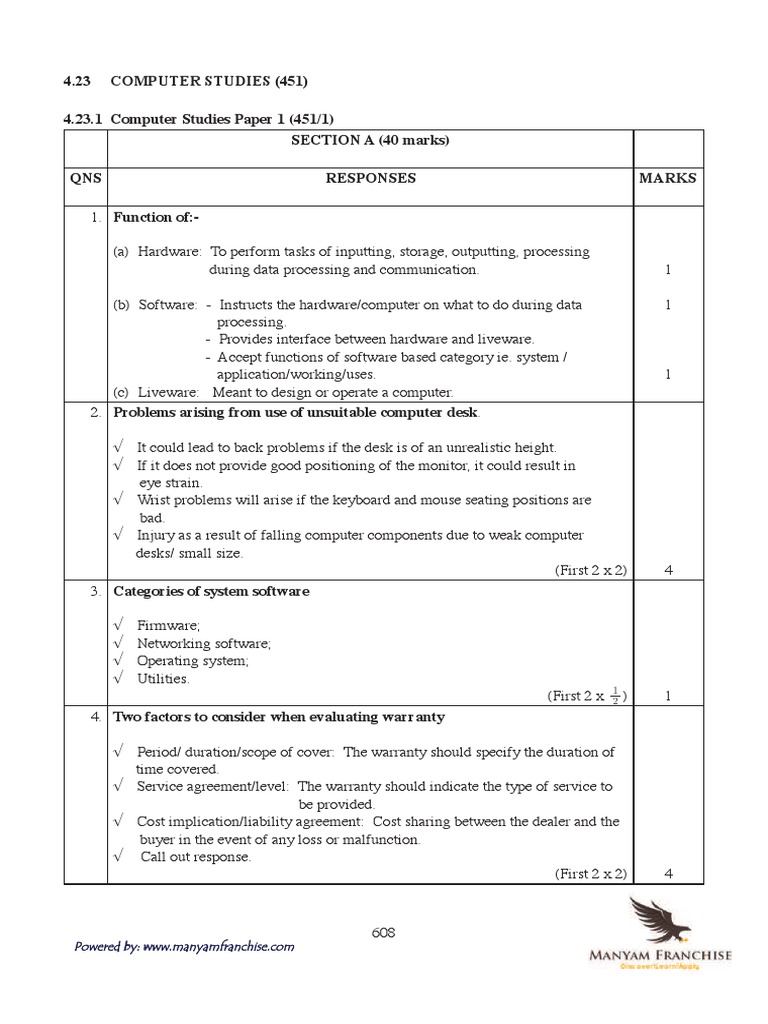 Computer Studies KCSE 2014 Paper 12 Answers PDF | PDF | Graphical User Interfaces | Computer Network
