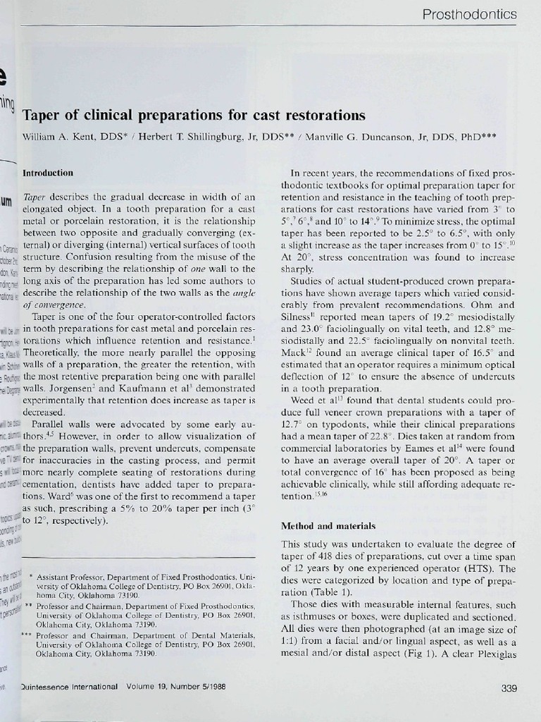 1.taper of Clinical Preparations For Cast Restorations | PDF ...