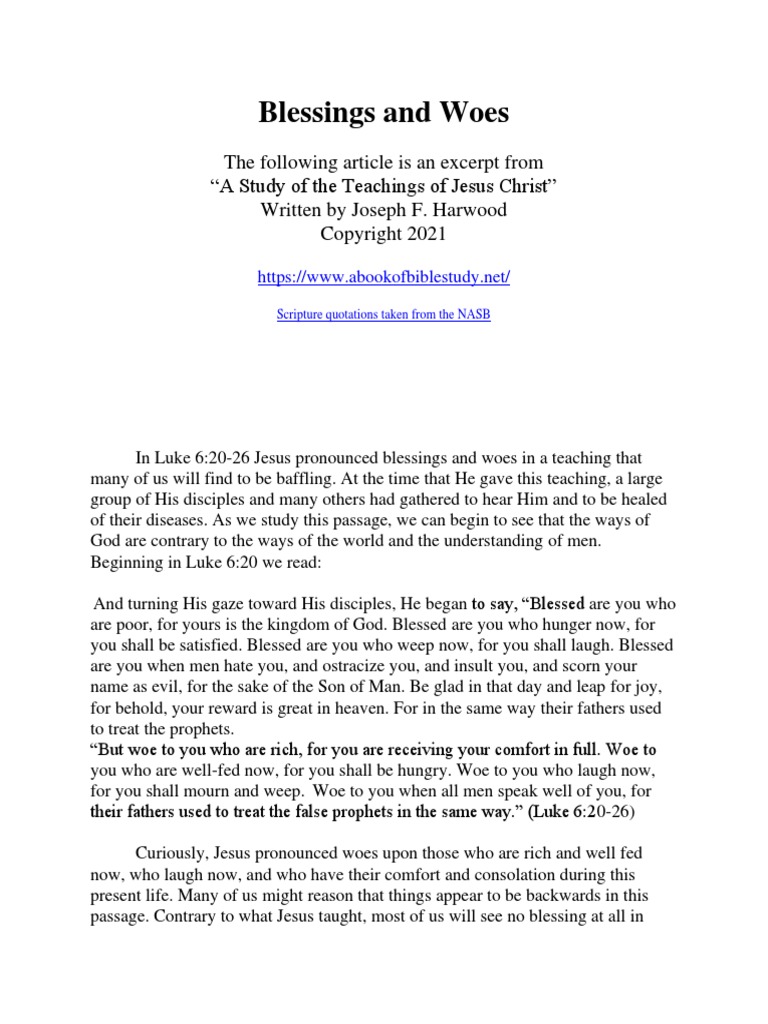 Blessings and Woes | PDF | Jesus | Glory (Religion)
