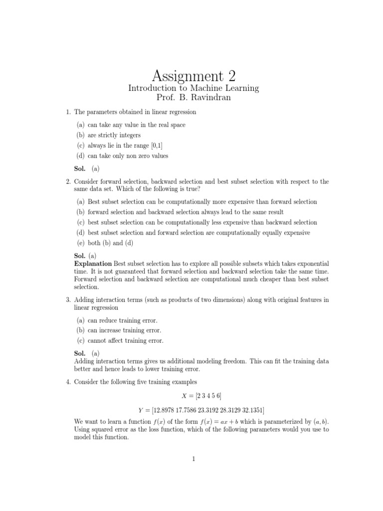 Assignment 2 Introduction To Machine Learning Prof B Ravindran Download Free Pdf