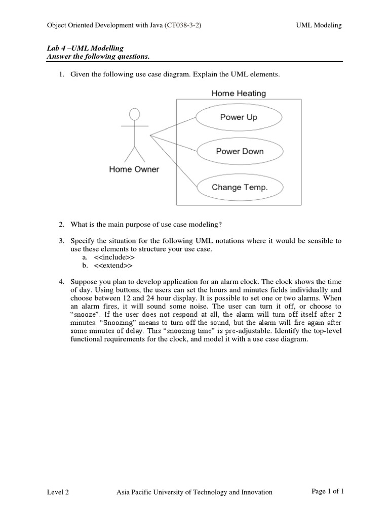 Modeling an Alarm Clock Application: A Use Case Diagram Demonstrating ...